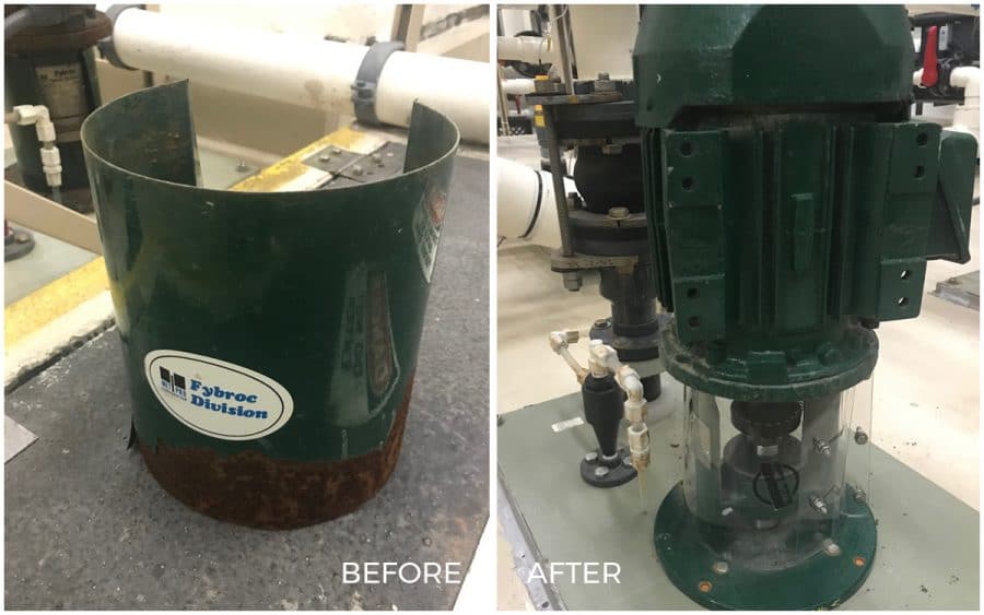 fybroc-5500-vertical-machine-guard-before-after | Uniguard Machine Guards